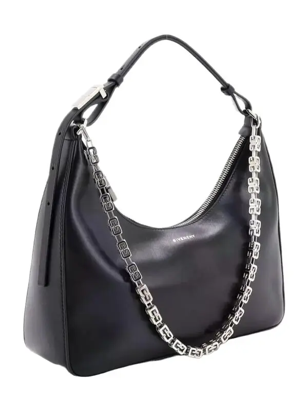 Givenchy Moon Cut Out Bag Leather Small Hobo Bag - Black