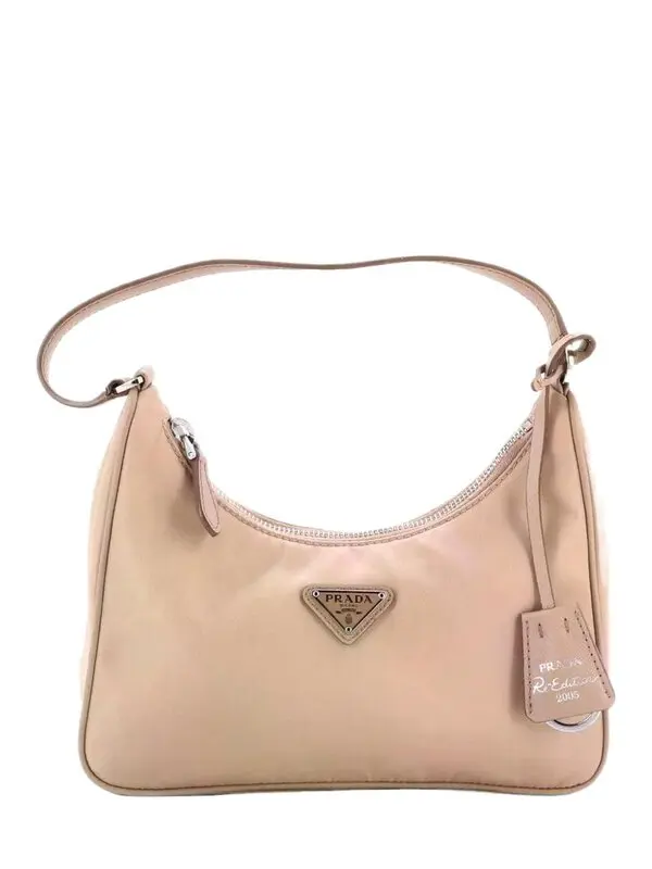 Prada Re-edition 2005 Tessuto With Saffiano Leather Mini Hobo Bag - Neutrals