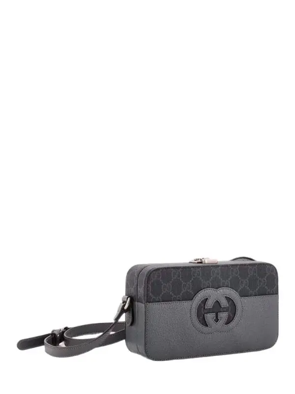 Gucci Padlock Interlocking G Gg Coated Canvas And Leather Mini Crossbody Bag - Black