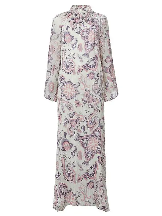 LEEM Shirred Neck Printed Woven Maxi Dress - Multi-coloured
