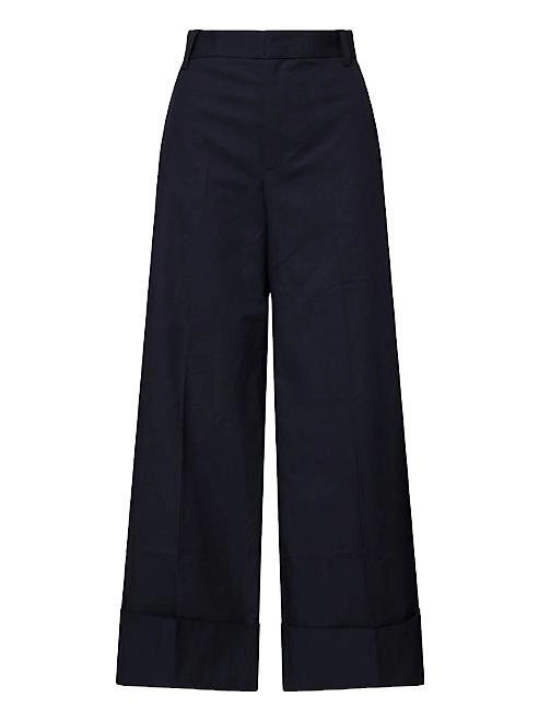 FRAME Palazzo Wide-leg Cotton Trousers - Navy