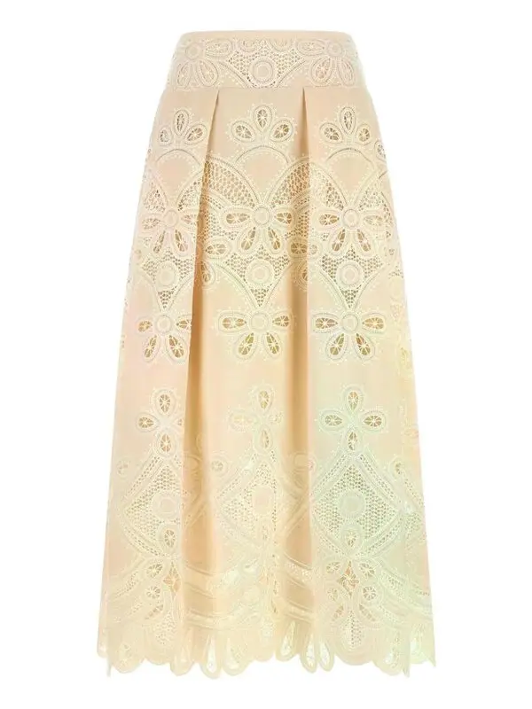 Elie Saab Carving-embroidery Maxi Skirt - Neutrals