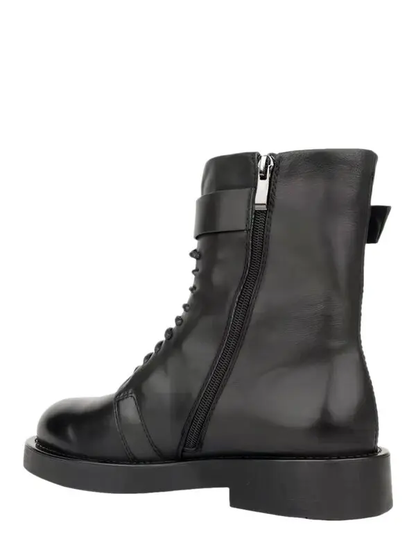 LINDA BAUMANN Buckled Lace-up Ankle Boots - Black