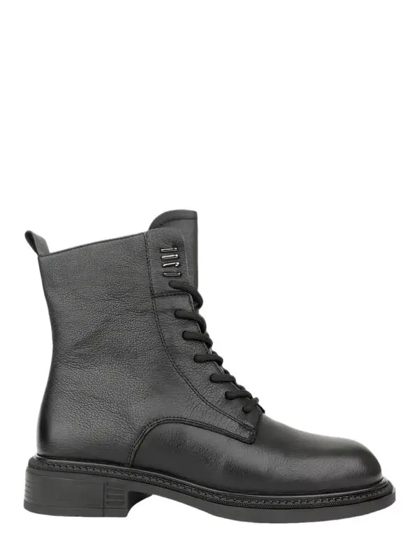 LINDA BAUMANN Lace-up Leather Ankle Boots - Black