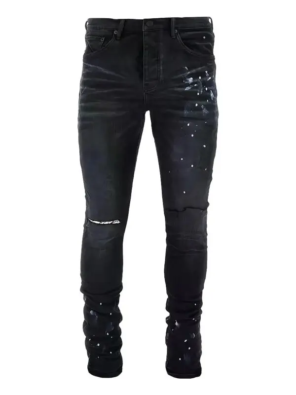 PURPLE BRAND P001 Paint-splatter Distressed Jeans - Black