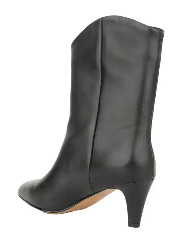 LINDA BAUMANN Pointed-toe Leather Boots - Black