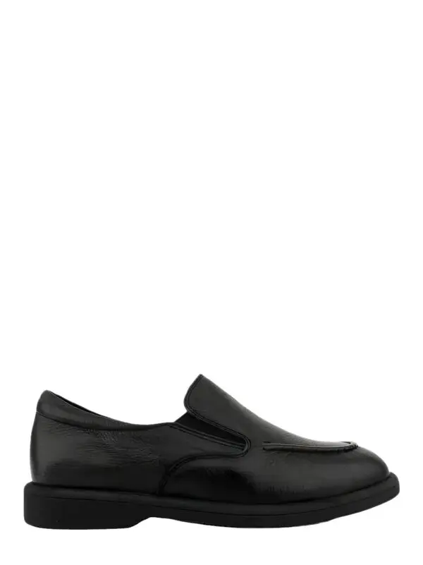 LINDA BAUMANN Grainy Leather Loafers - Black