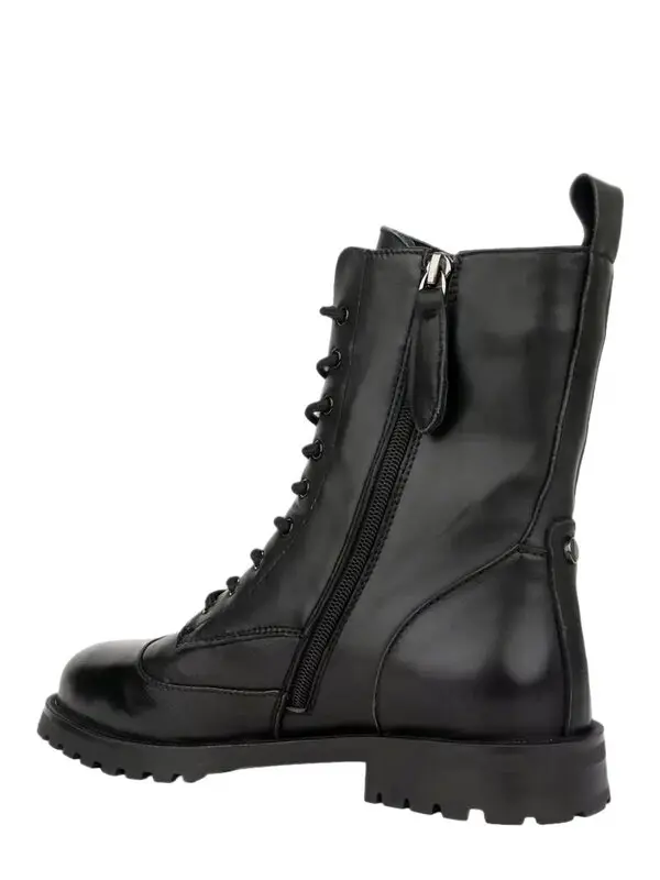 LINDA BAUMANN Lace-up Leather Combat Boots - Black