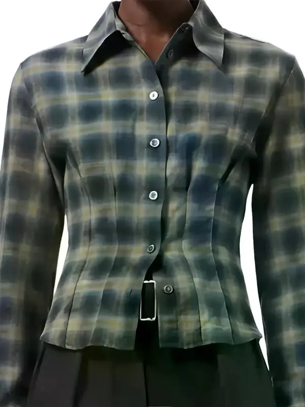 Our Legacy Envelop Check-pattern Pleated Shirt - Grey