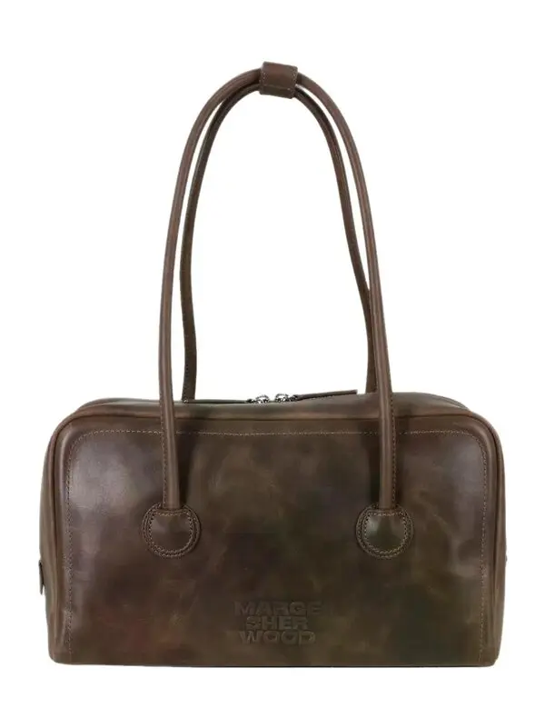 MARGESHERWOOD Boston Logo-debossed Leather Tote Bag - Brown