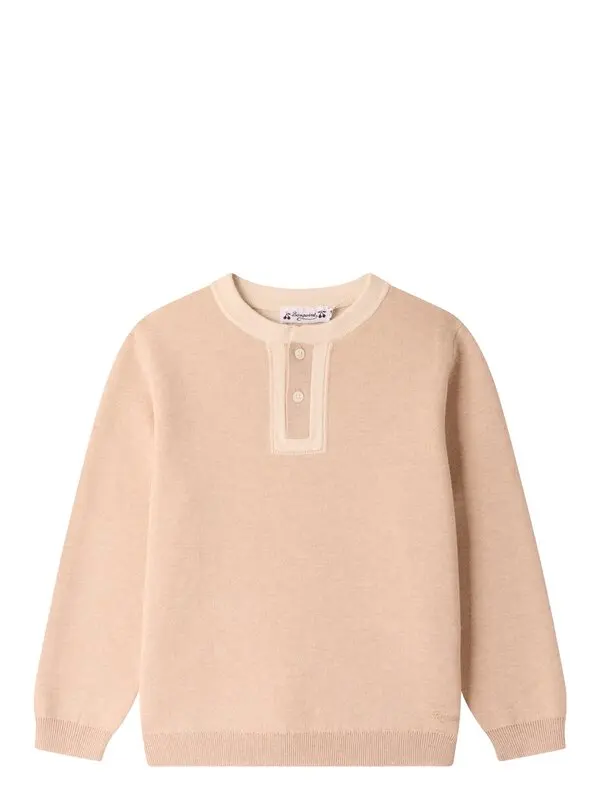 Bonpoint Cotton-blend Henley Sweater - Beige