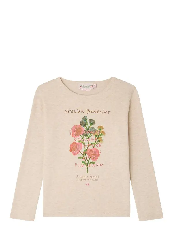 Bonpoint Cotton Tidjiane Floral T-shirt - Beige
