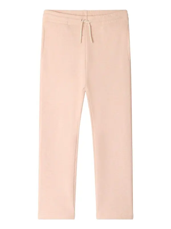 Bonpoint Organic Cotton Sweatpants With Rhinestone Cherry Embellishment - Orange