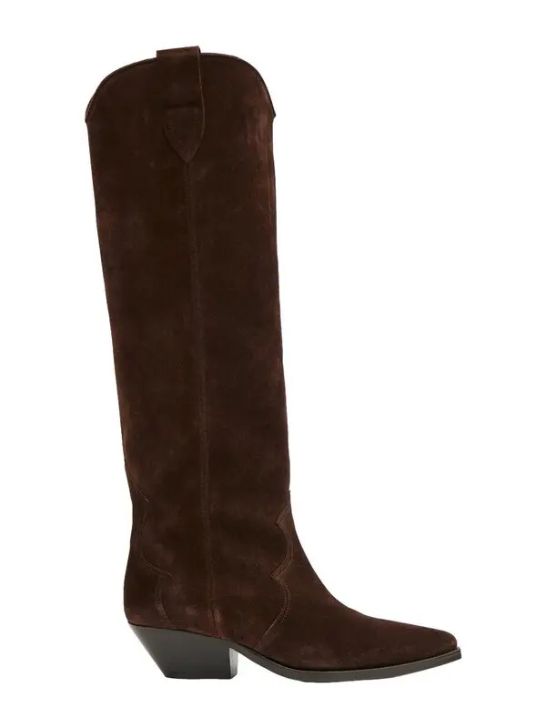 Isabel Marant Étoile Denvee Suede Cowboy Boots - Chocolate