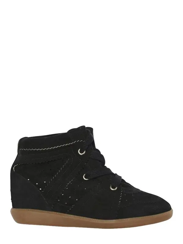 Isabel Marant Étoile Bobby Suede Calfskin Wedge Sneakers - Black
