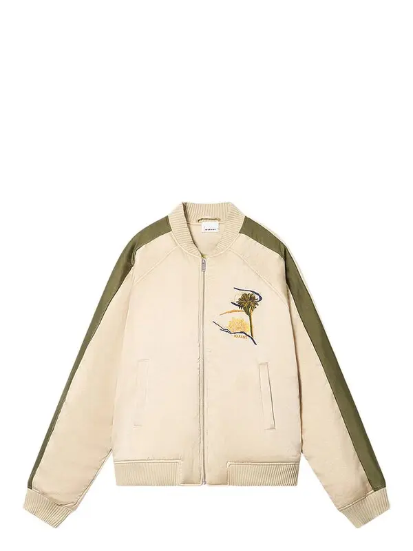 Isabel Marant Étoile Satin Teddy Jacket With Embroidery - Champagne