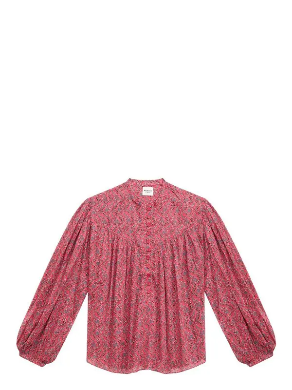 ETOILE Salika Abstract Print Cotton Blouse - Cranberry