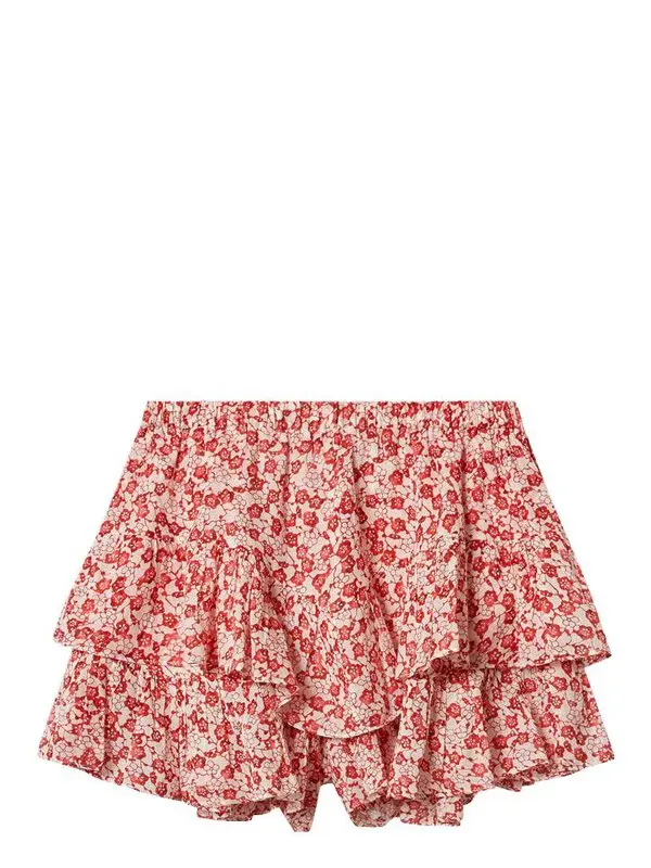 ETOILE Jocadia Printed Tiered Cotton Shorts - Red