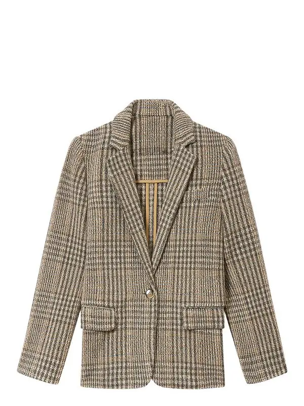 ETOILE Charlyne" Checked Virgin Wool Jacket - Beige