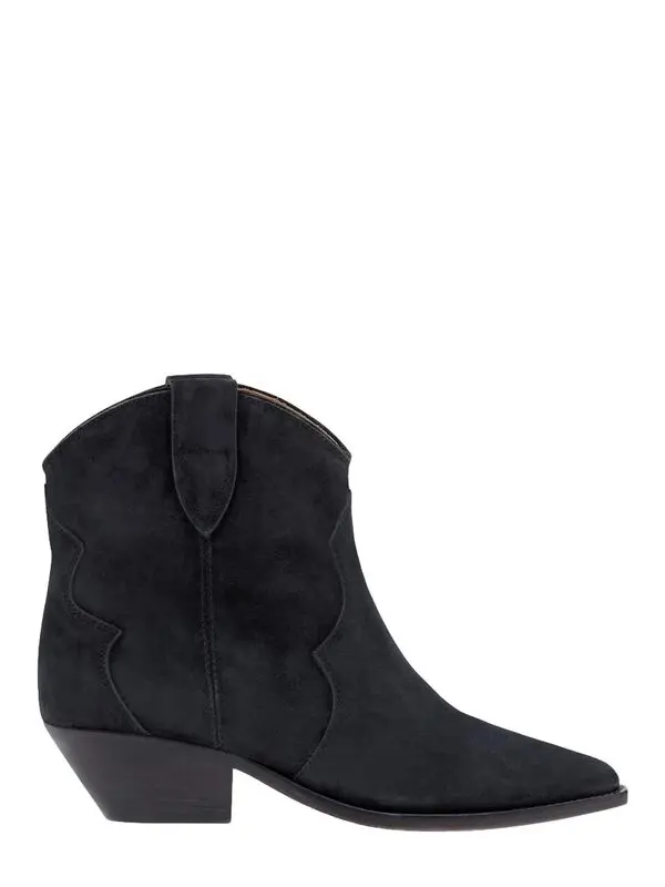 Isabel Marant Étoile Suede Calfskin Leather Cowboy Boots - Black