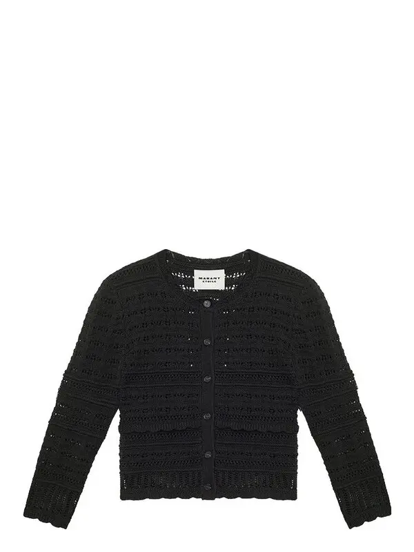 ETOILE Ajaline" Cotton Openwork Knit Cardigan - Black