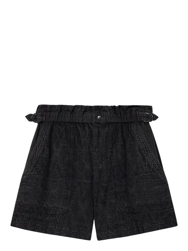 ETOILE Kisha Broderie Anglaise Cotton Shorts - Black