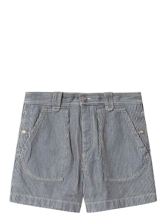 ETOILE Eveja Striped Cotton Twill Shorts - Blue-white