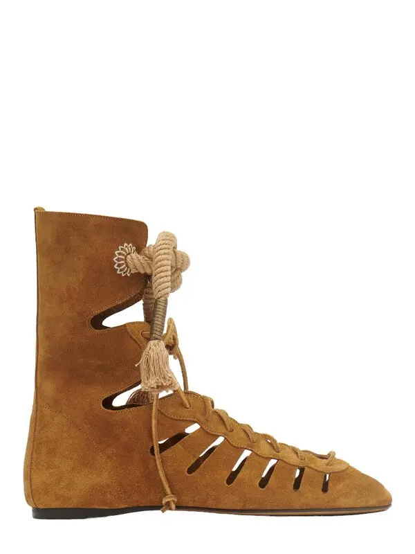 Isabel Marant Étoile Suede Gladiator Boots - Cognac