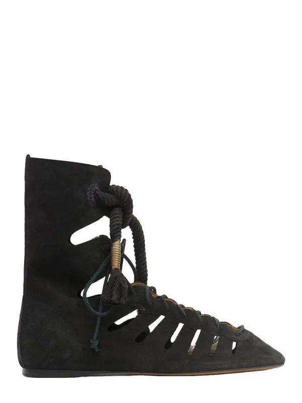 Isabel Marant Étoile Suede Gladiator Boots - Offblack