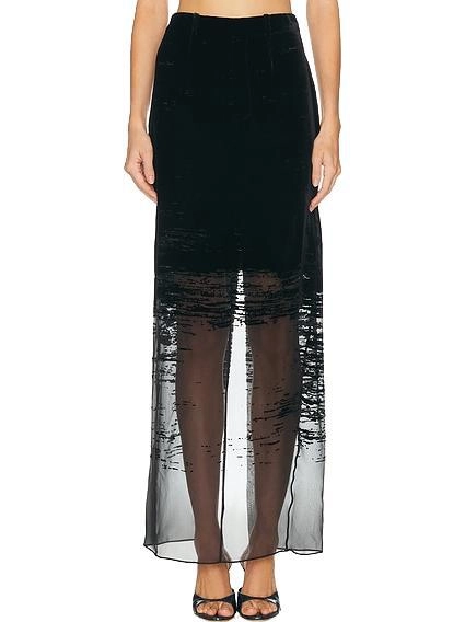 GRACE LING Glitch Tailored Maxi Skirt - Black