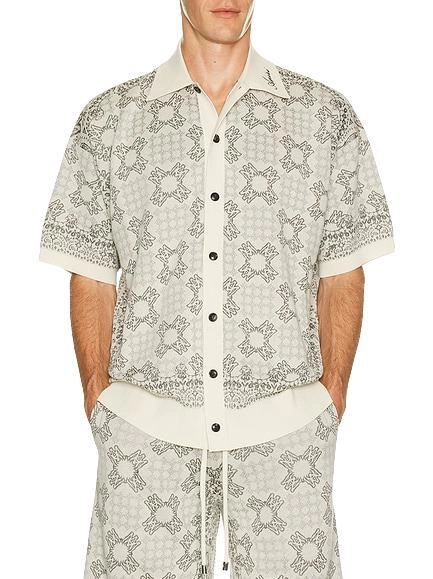Amiri Ma Quad Check Mesh Knit Shirt - Alabaster