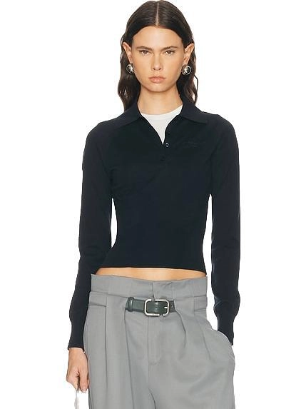 Givenchy Long Sleeve Polo Top - Navy