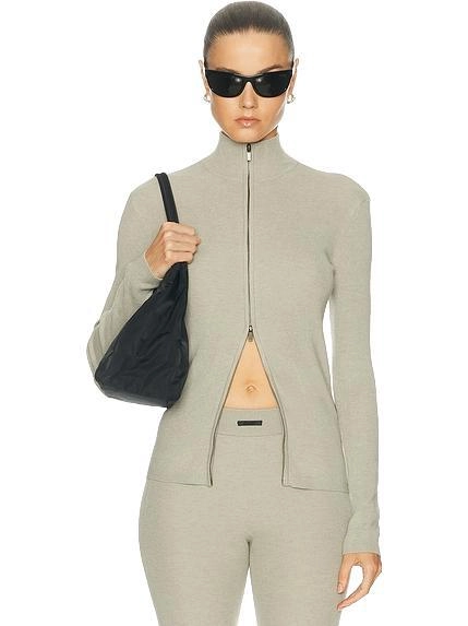 Fear Of God Rib Knit Zip Up Jacket - Seal