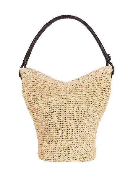 Staud Lani Raffia Bucket Bag - Natural