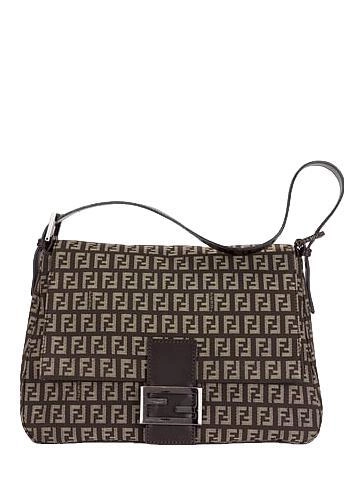 Fendi Zucchino Mama Baguette Shoulder Bag - Brown