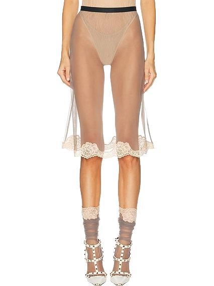Valentino Garavani Lace Jersey Skirt - Medium Grey