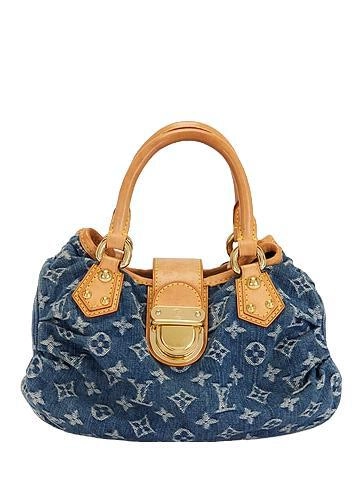 LOUIS VUITTON Monogram Denim Mini Pleaty Shoulder Bag - Blue