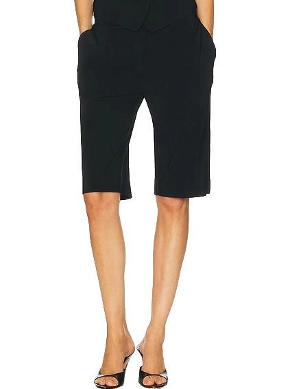 Norma Kamali Flat Front Bermuda Short - Black