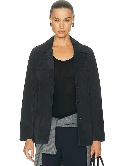 NILI LOTAN Dominic Suede Jacket - Midnight