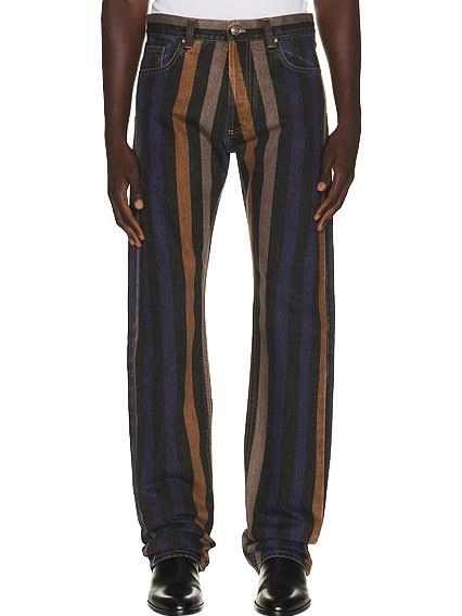 Versace Rigid Denim With Stripe Print - Multicolor