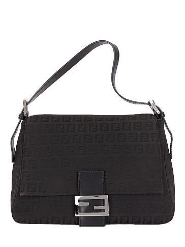 Fendi Zucchino Mama Baguette Shoulder Bag - Black