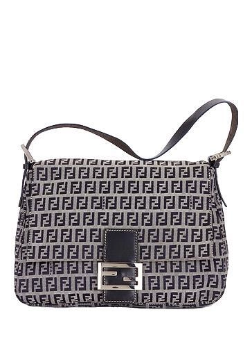 Fendi Zucchino Mama Baguette Shoulder Bag - Blue