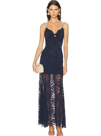 Rabanne Lace Maxi Dress - Deep Navy