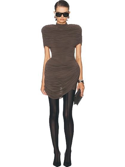 Magda Butrym Ruched Mini Dress - Brown