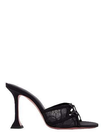 Amina Muaddi Eleonora 95 Lace Slipper Mule - Black