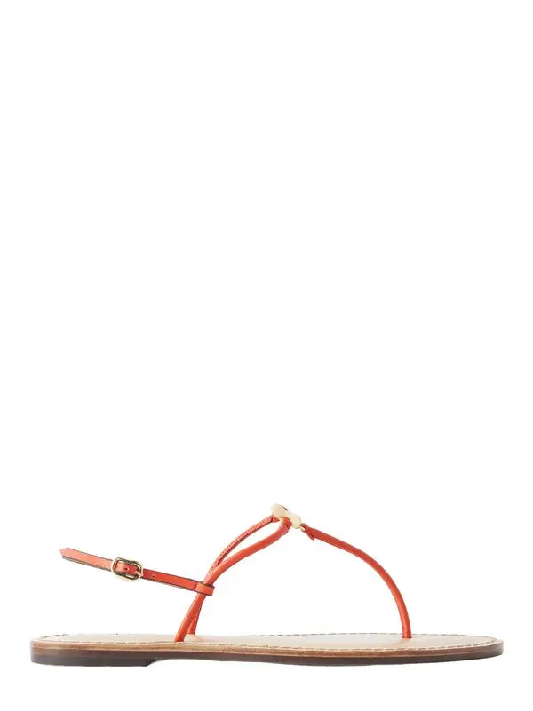 AMANU The Naivasha Embellished Leather Sandals - Orange