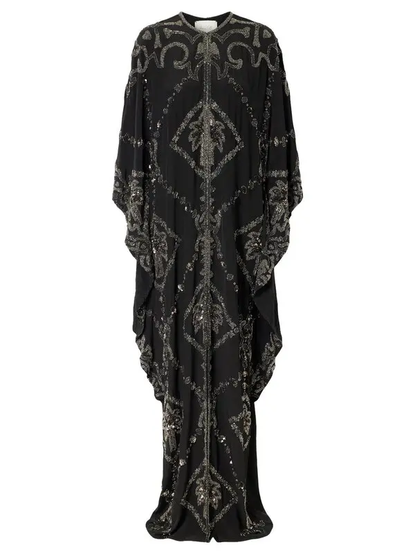 Johanna Ortiz Embellished Silk Maxi Dress - Black