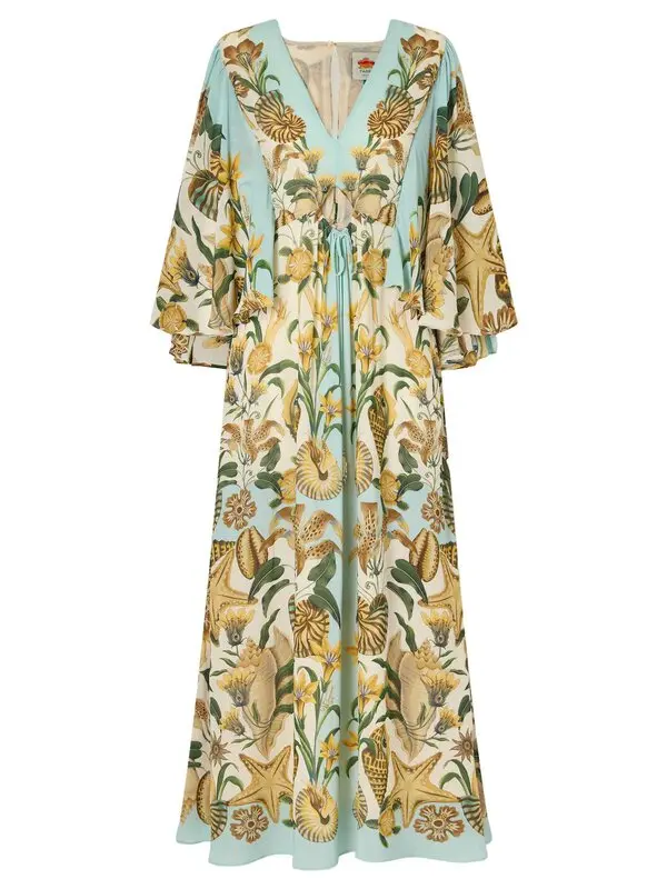 Farm Rio Marine Garden Floral-print Crepe De Chine Maxi Dress - Multi