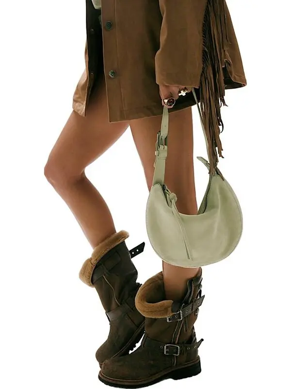 FP COLLECTION Sina Suede Shoulder Bag - Lime
