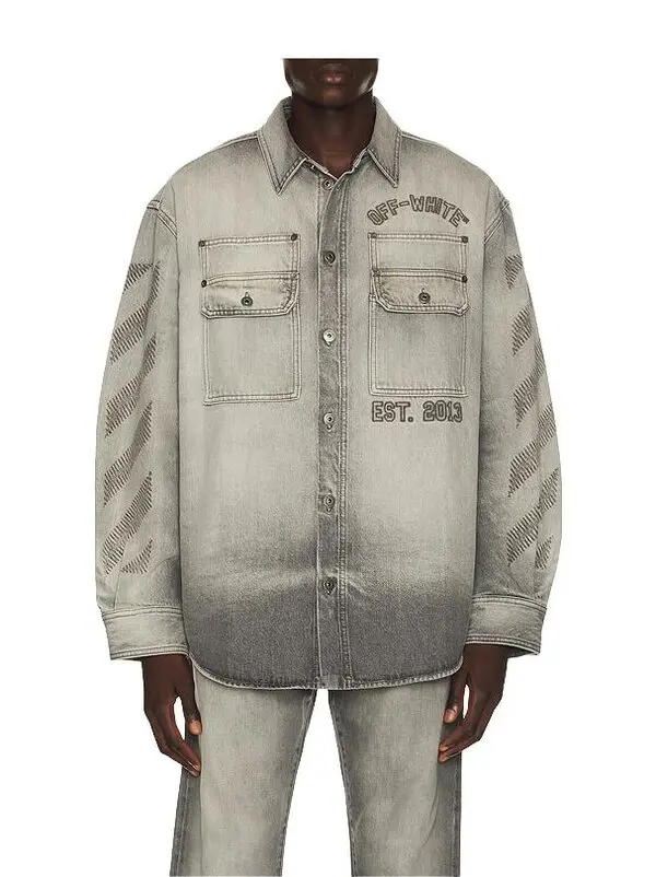 Off-White Denim Military Overshirt In . Also - Grey